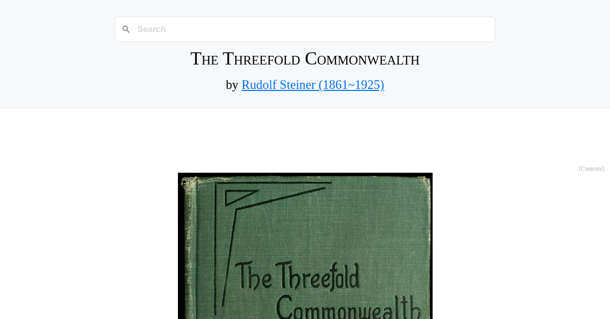 The Threefold Commonwealth by Rudolf Steiner (1861~1925)