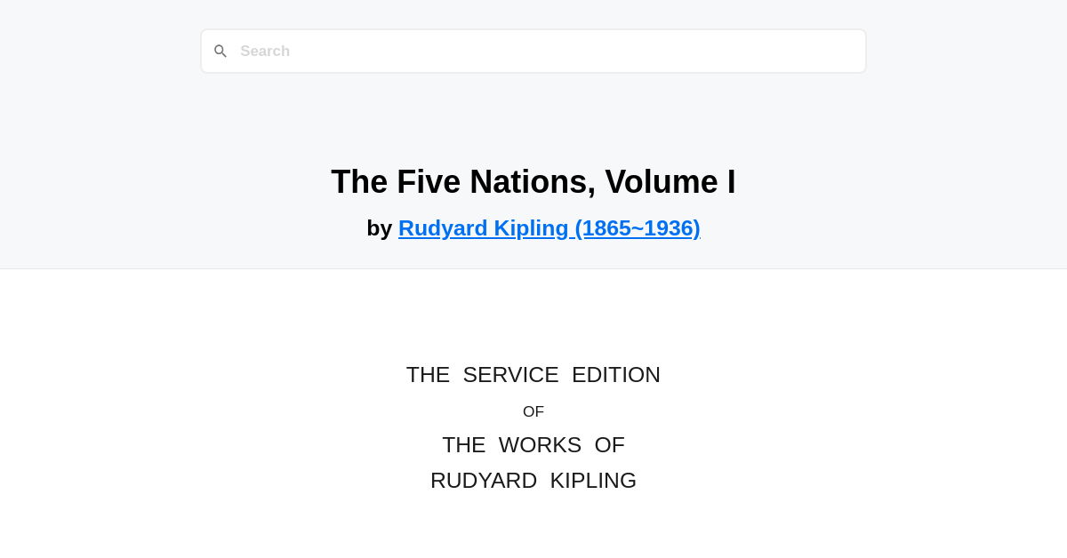The Five Nations, Volume I by Rudyard Kipling (1865~1936)