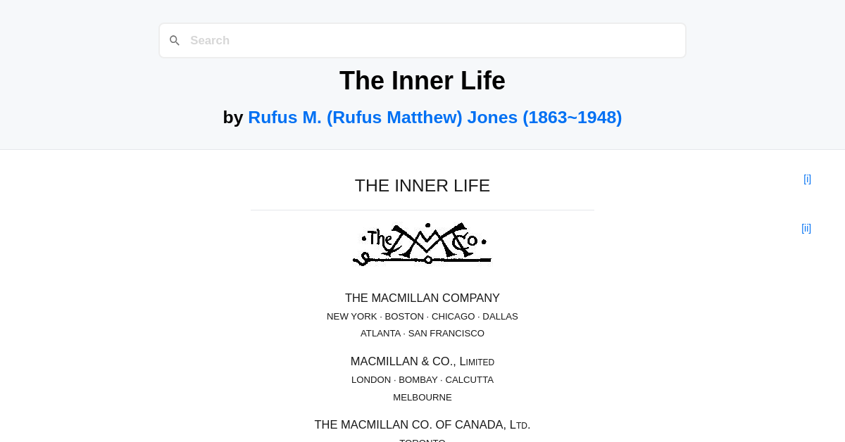 The Inner Life by Rufus M. (Rufus Matthew) Jones (1863~1948)