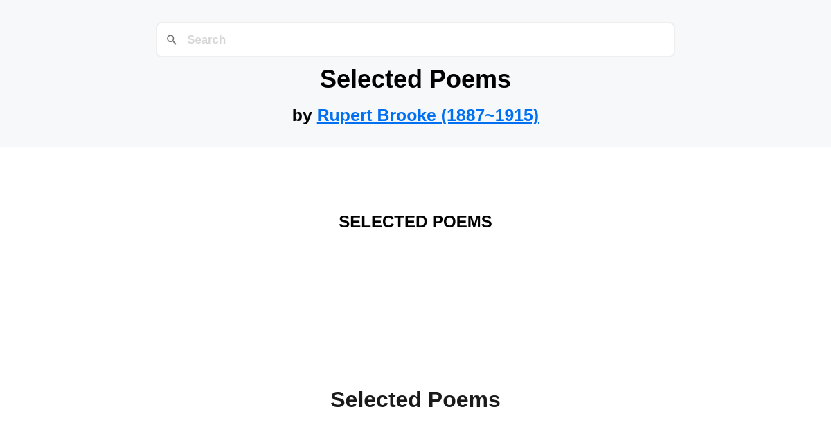 Selected Poems by Rupert Brooke (1887~1915)