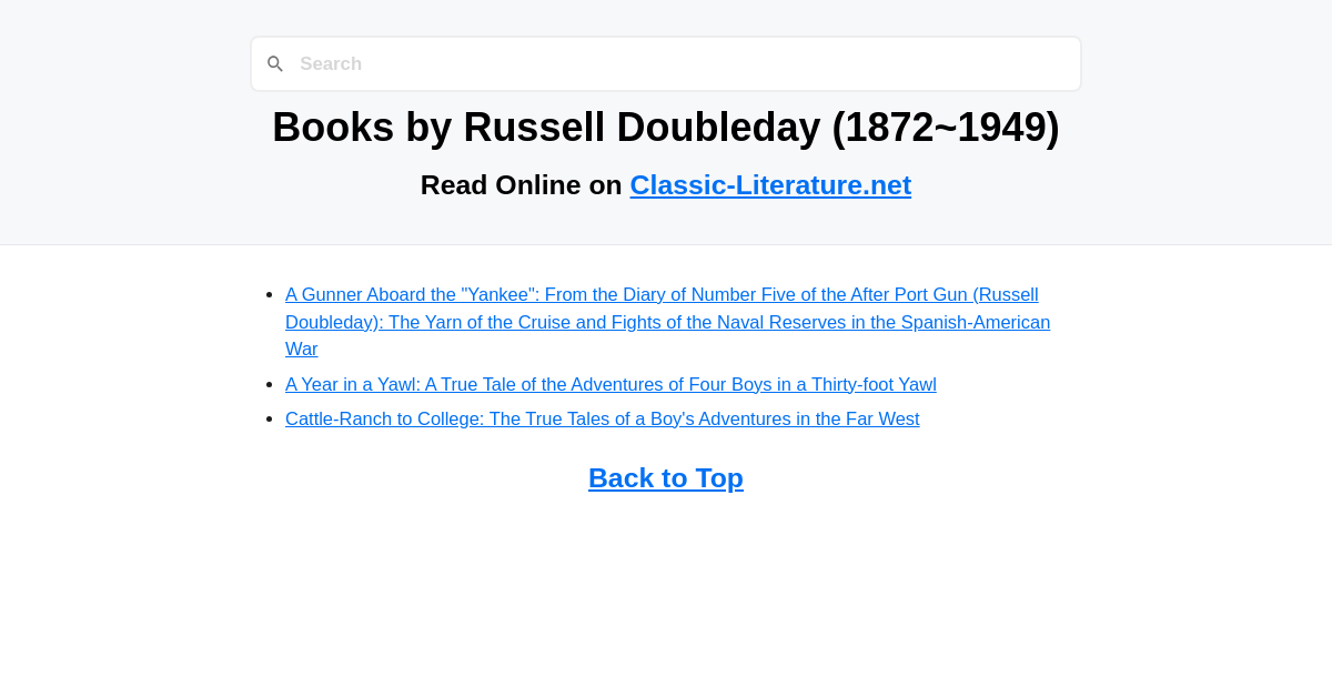 Books by Russell Doubleday (1872~1949) - Read Online on Classic ...