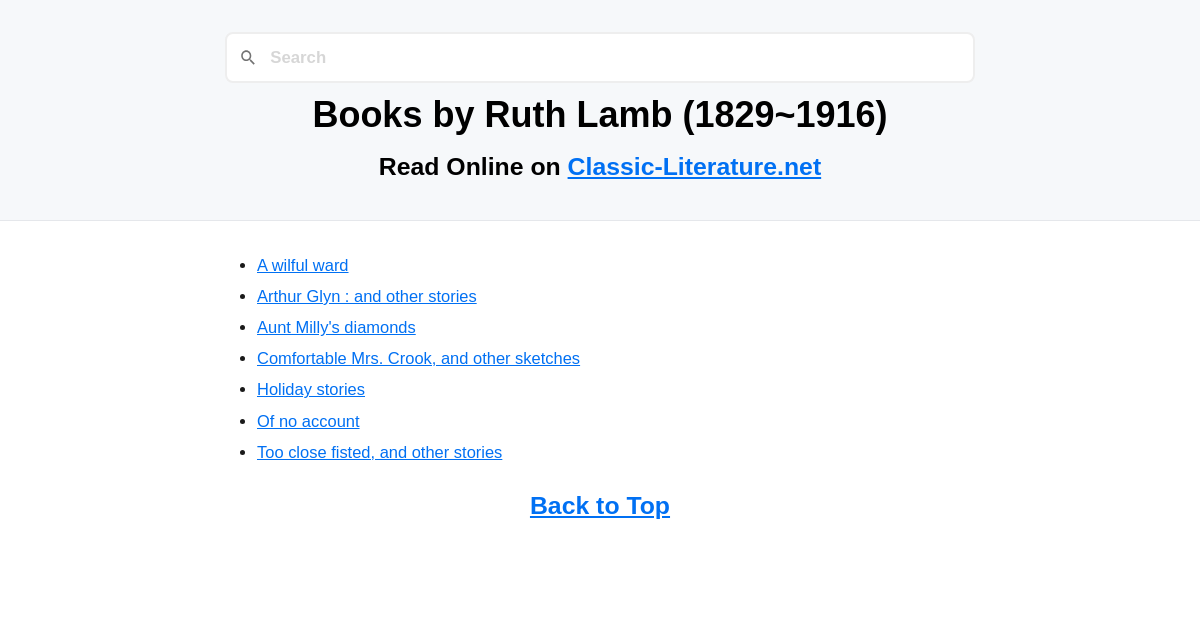 Books by Ruth Lamb (1829~1916) - Read Online on Classic-Literature.net