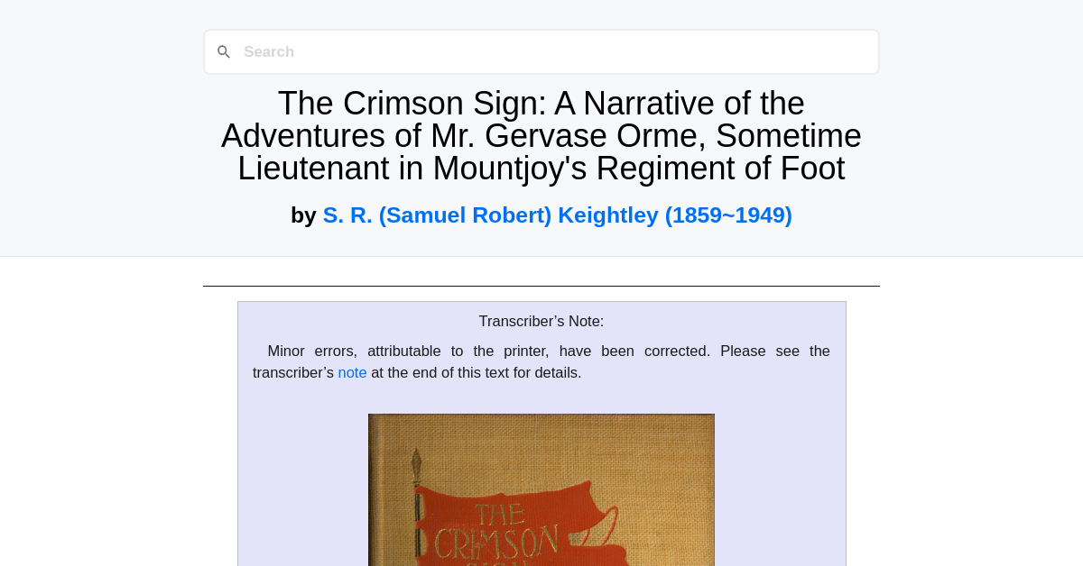 The Crimson Sign: A Narrative of the Adventures of Mr. Gervase Orme ...