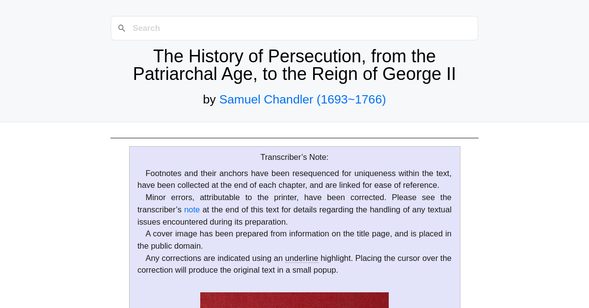 The History of Persecution, from the Patriarchal Age, to the Reign of ...