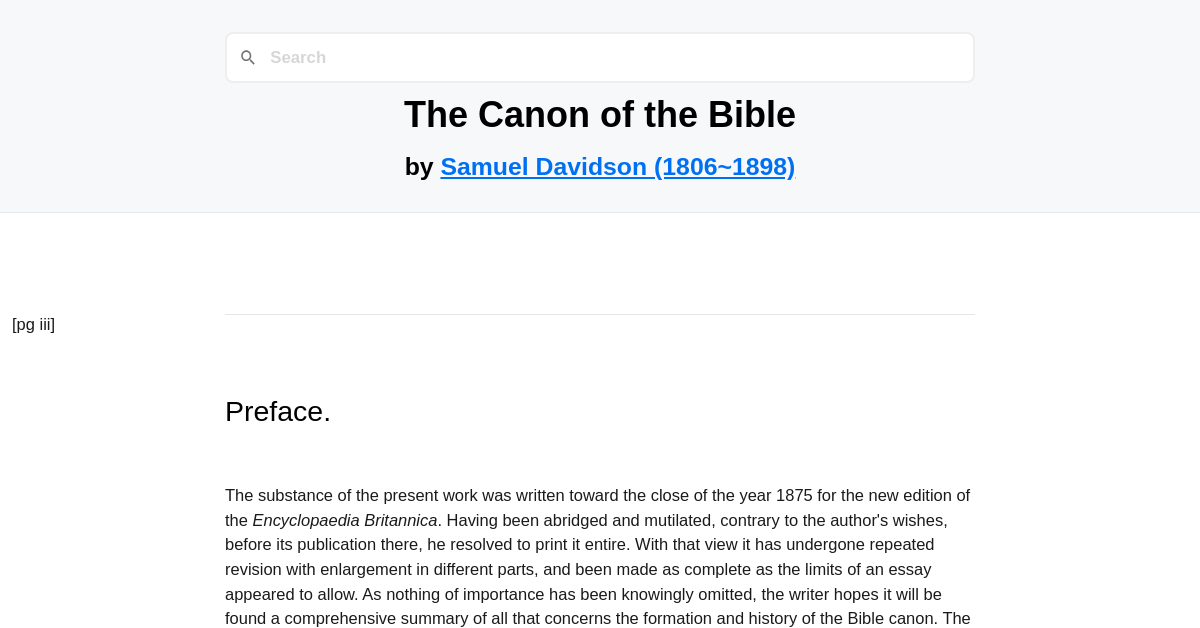 The Canon of the Bible by Samuel Davidson (1806~1898)