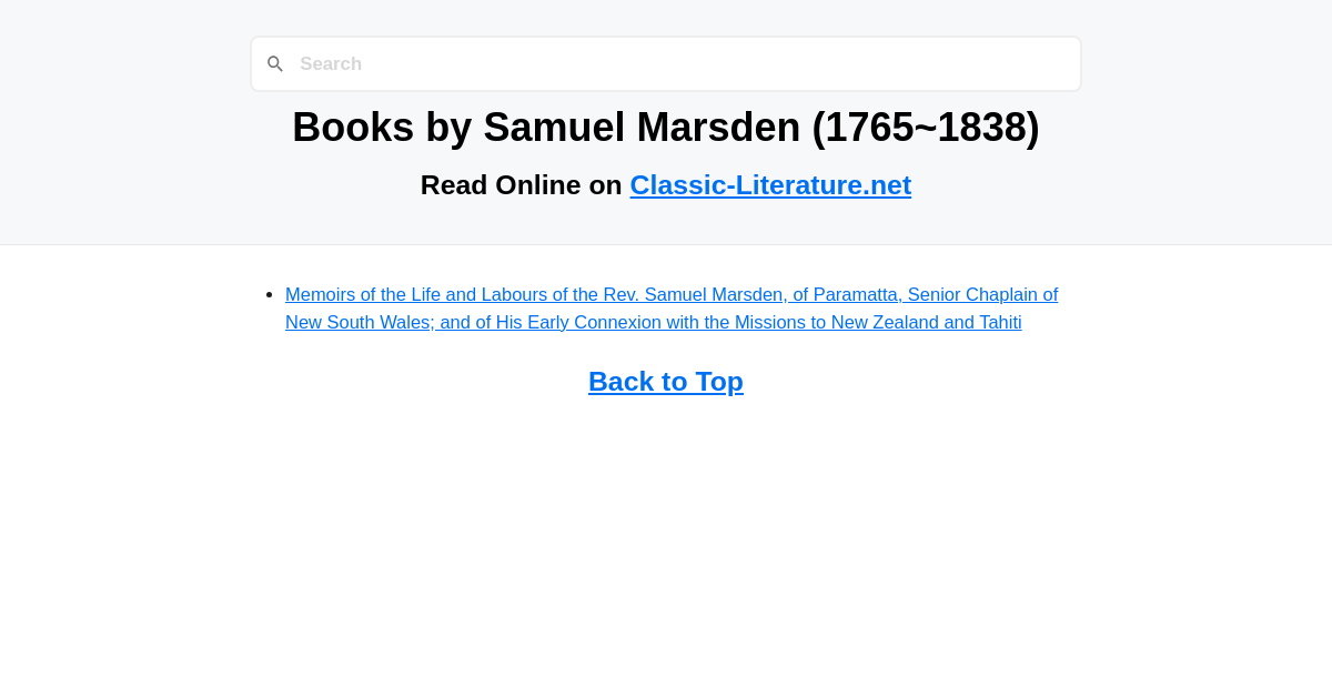 Books by Samuel Marsden (1765~1838) - Read Online on Classic-Literature.net