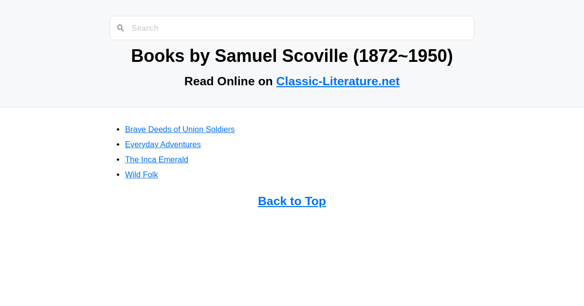 Books by Samuel Scoville (1872~1950) - Read Online on Classic ...