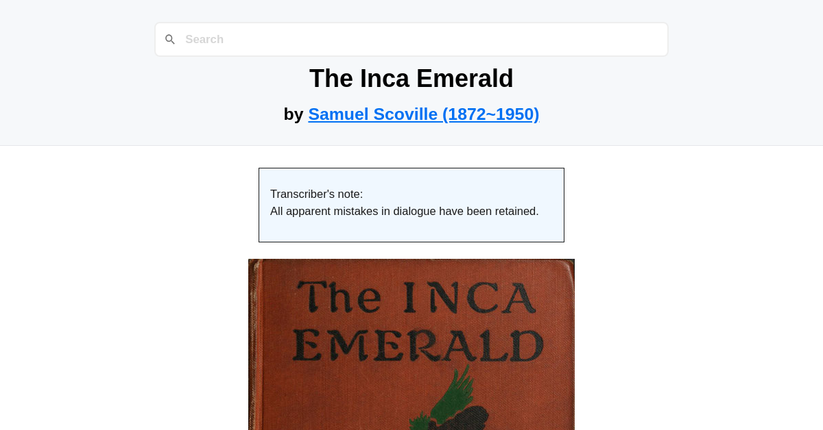 The Inca Emerald by Samuel Scoville (1872-1950)