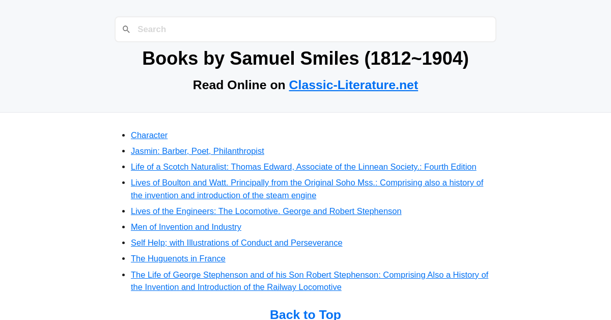 Books by Samuel Smiles (1812~1904) - Read Online on Classic-Literature.net