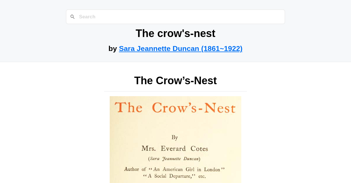 The crow's-nest by Sara Jeannette Duncan (1861~1922)