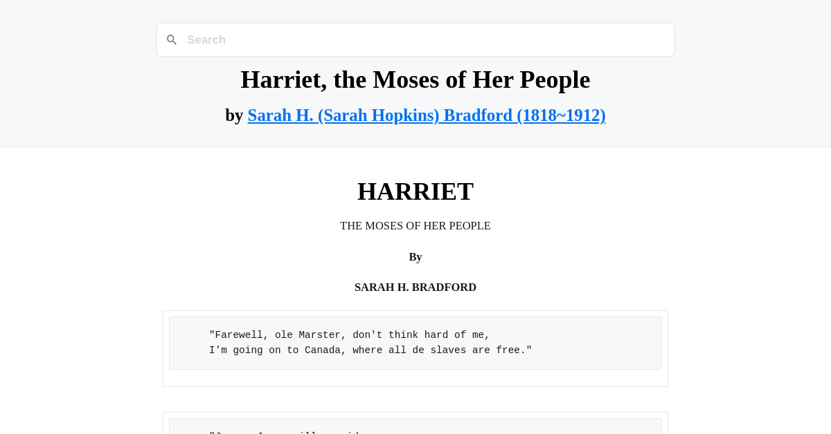 Harriet, the Moses of Her People by Sarah H. (Sarah Hopkins) Bradford ...