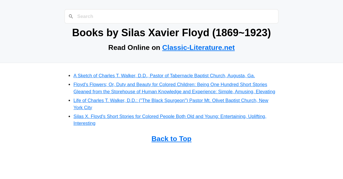 Books by Silas Xavier Floyd (1869~1923) - Read Online on Classic ...