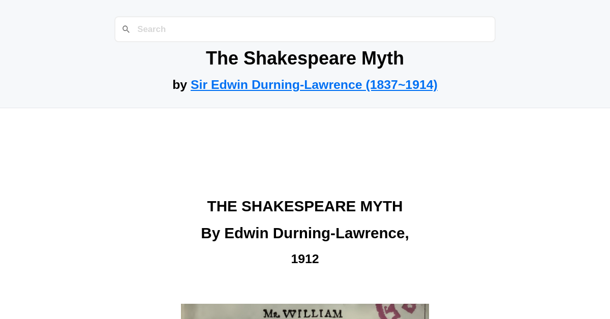 The Shakespeare Myth by Sir Edwin Durning-Lawrence (1837~1914)
