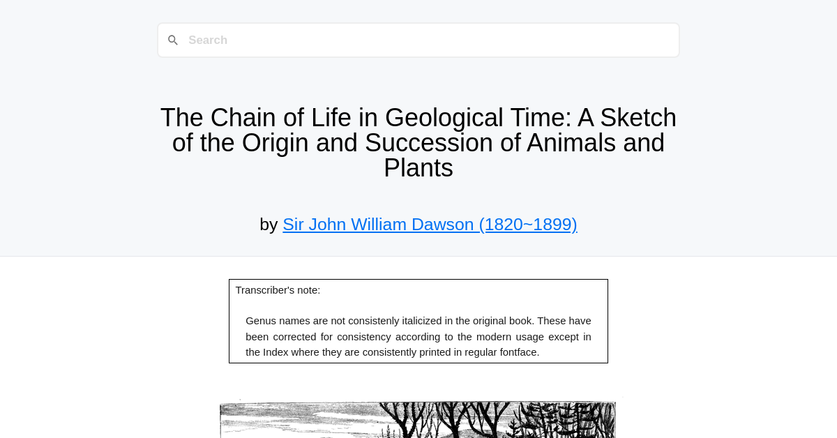 The Chain of Life in Geological Time: A Sketch of the Origin and ...