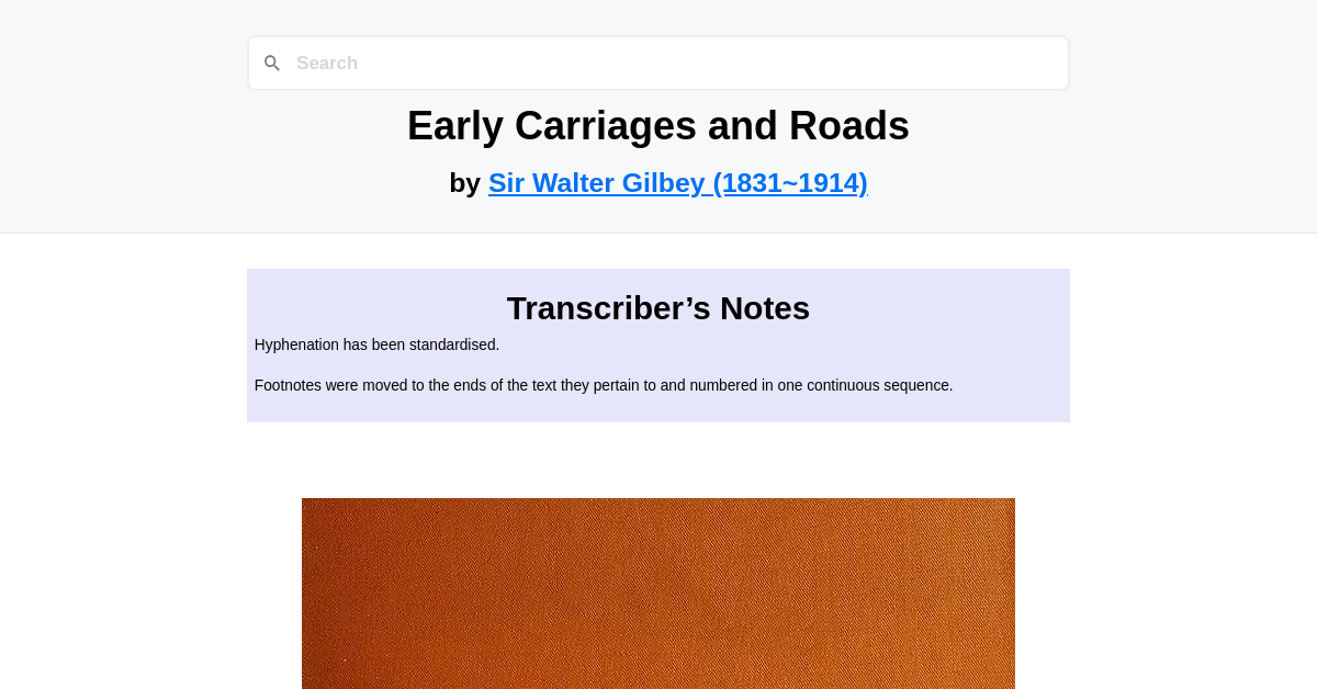 Early Carriages and Roads by Sir Walter Gilbey (1831~1914)
