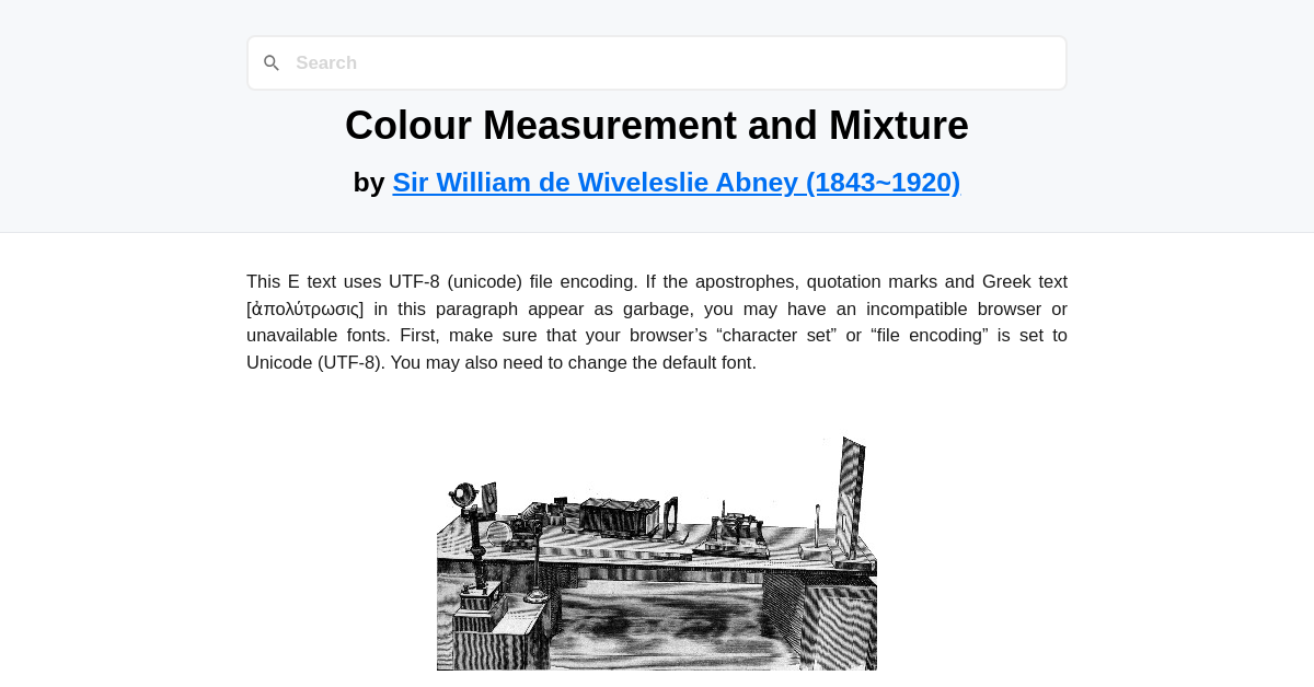 Colour Measurement and Mixture by Sir William de Wiveleslie Abney (1843 ...