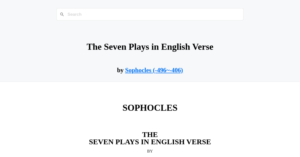 The Seven Plays in English Verse by Sophocles (-496~-406)