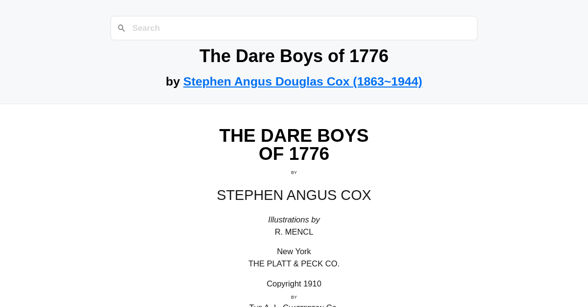 The Dare Boys of 1776 by Stephen Angus Douglas Cox (1863~1944)