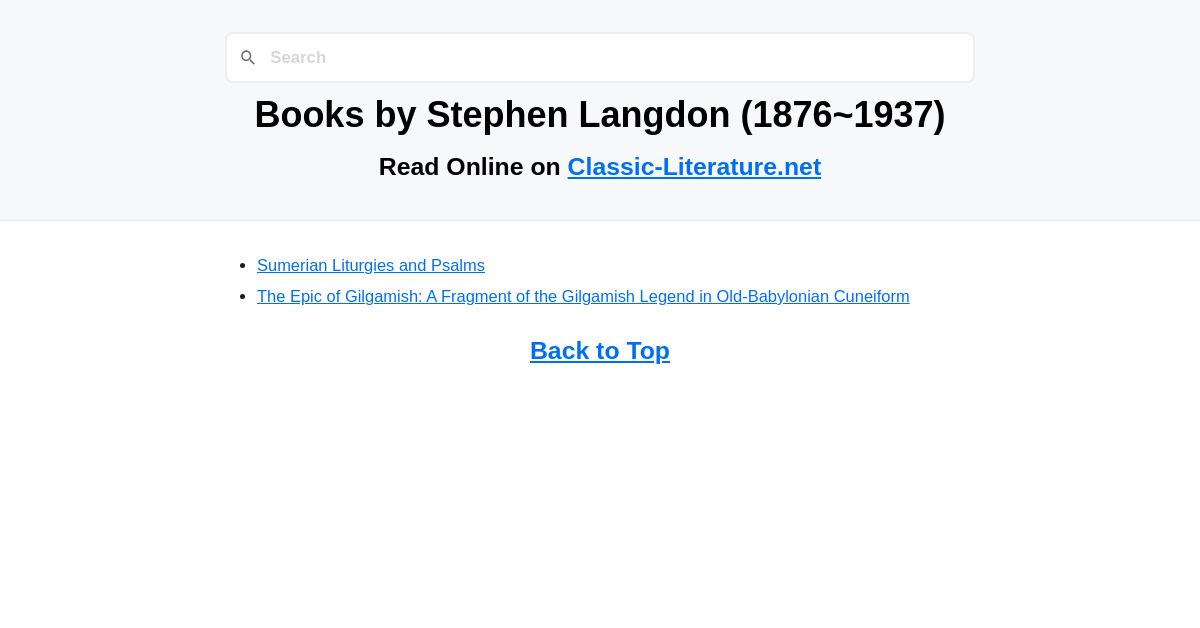 Books by Stephen Langdon (1876~1937) - Read Online on Classic ...