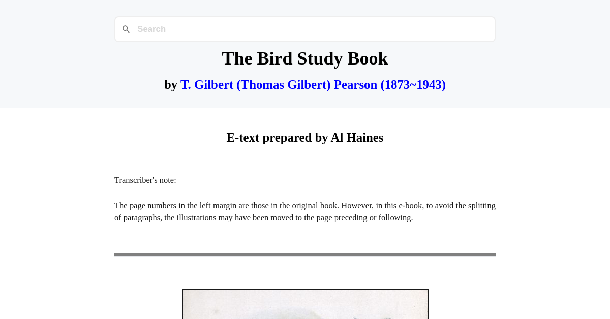 The Bird Study Book by T. Gilbert (Thomas Gilbert) Pearson (1873~1943)