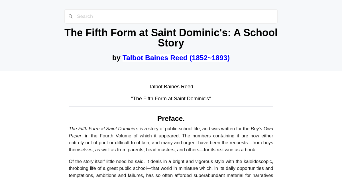 The Fifth Form at Saint Dominic's: A School Story