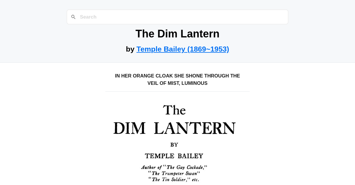 The Dim Lantern by Temple Bailey (1869~1953)