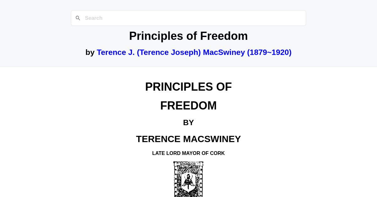 Principles of Freedom by Terence J. (Terence Joseph) MacSwiney (1879~1920)