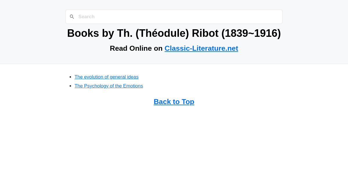 Books by Th. (Théodule) Ribot (1839~1916) - Read Online on Classic ...
