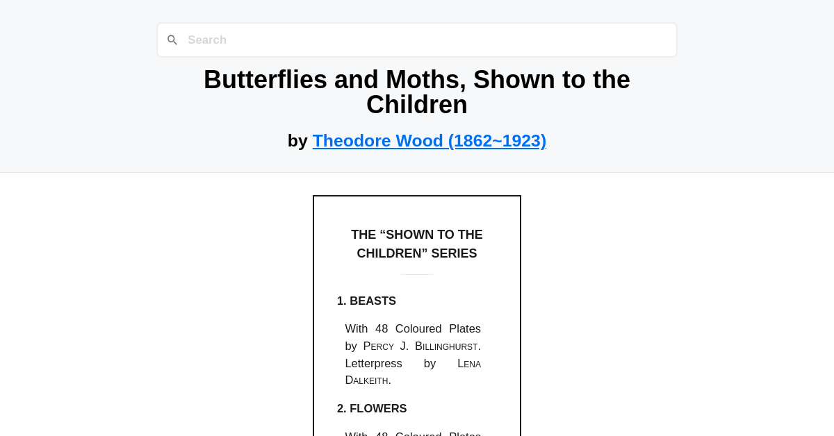 Butterflies and Moths, Shown to the Children by Theodore Wood (1862~1923)