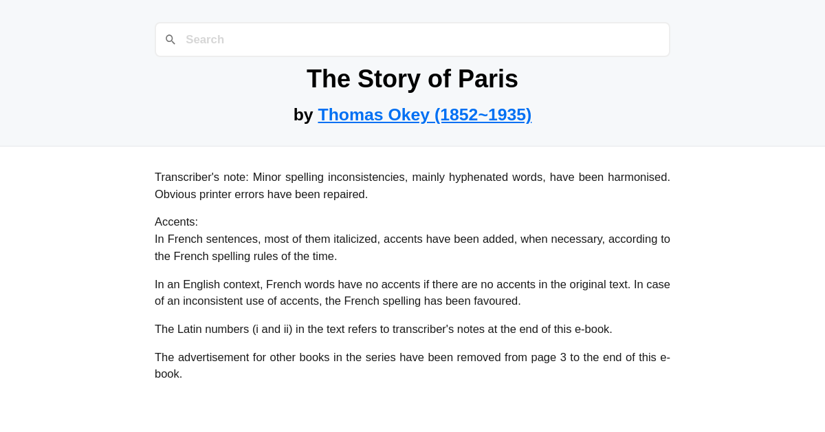 The Story of Paris by Thomas Okey (1852~1935)