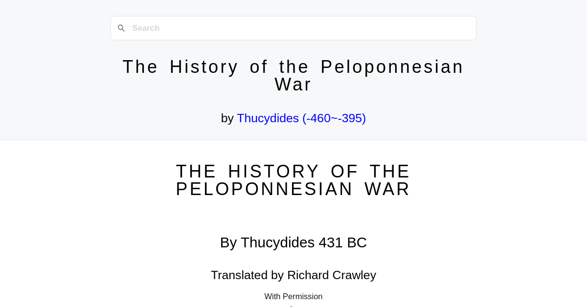 The History of the Peloponnesian War by Thucydides (-460~-395)