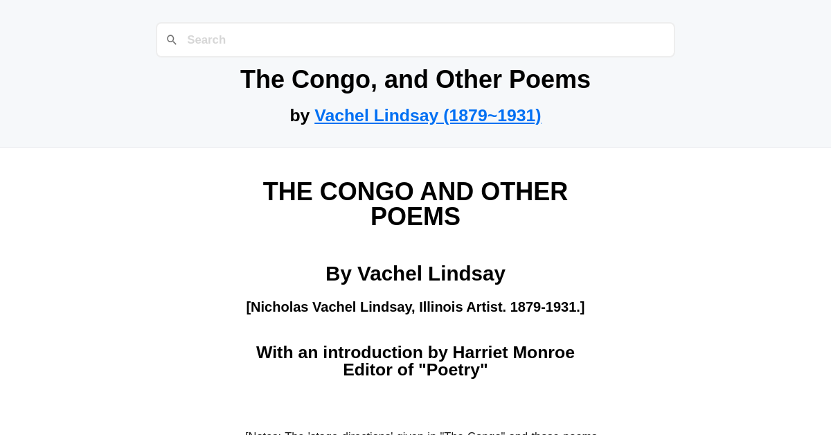 The Congo, and Other Poems