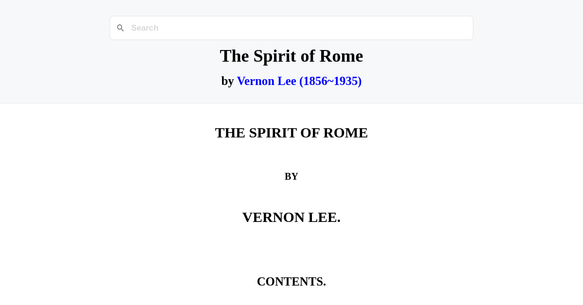 The Spirit of Rome by Vernon Lee (1856~1935)