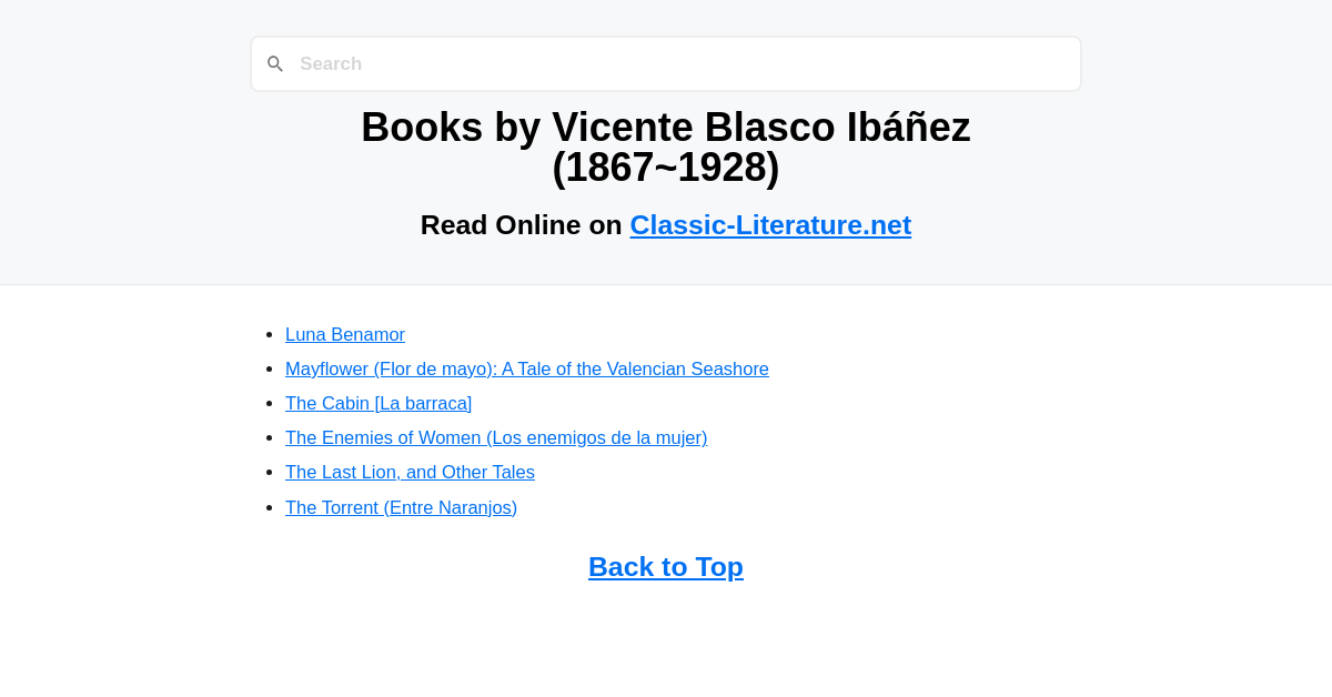 Books by Vicente Blasco Ibáñez (1867~1928) - Read Online on Classic-Literature.net