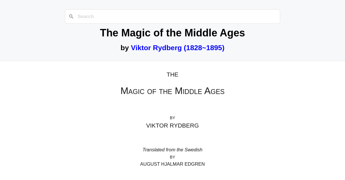 The Magic of the Middle Ages by Viktor Rydberg (1828~1895)