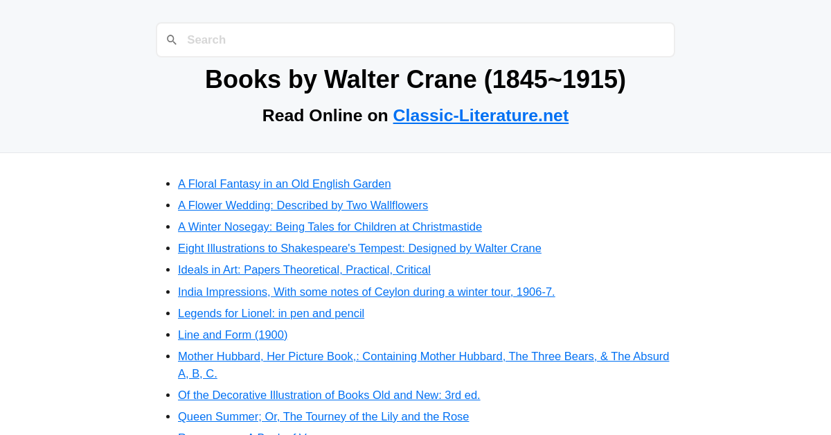 Books by Walter Crane (1845~1915) - Read Online on Classic-Literature.net