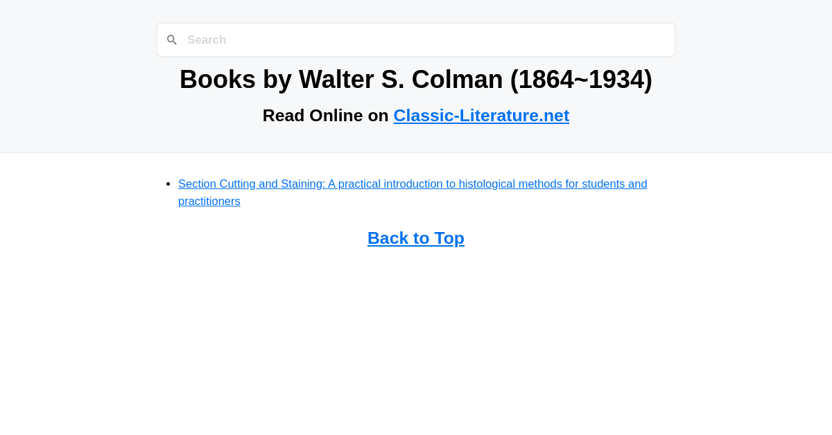 Books by Walter S. Colman (1864~1934) - Read Online on Classic ...
