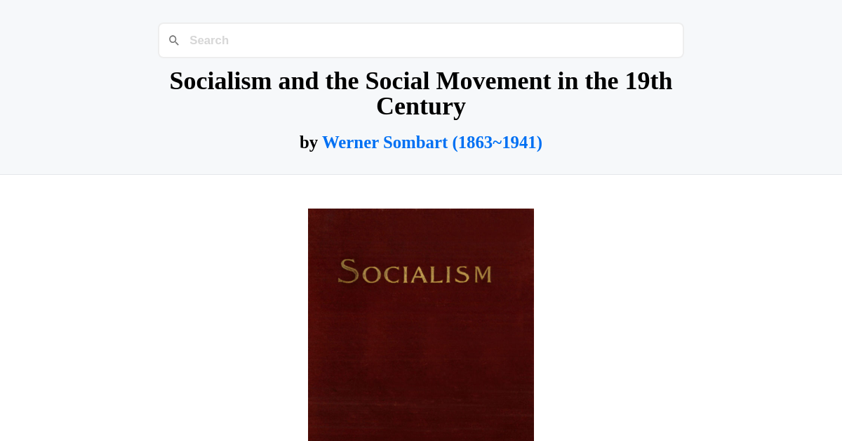 Socialism and the Social Movement in the 19th Century