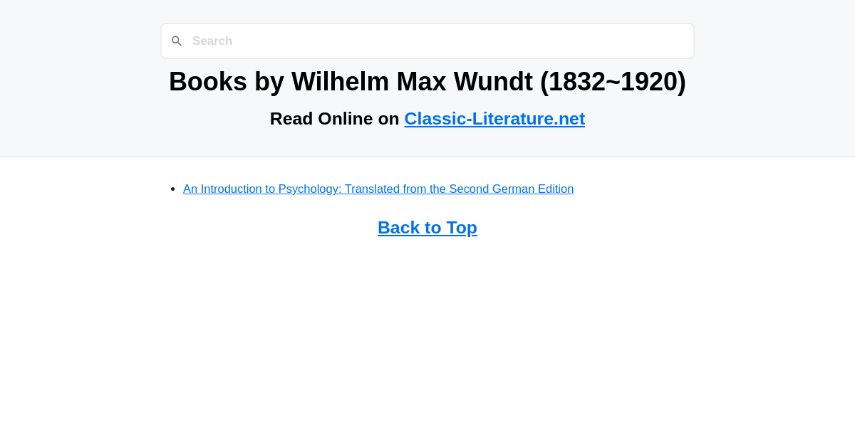 Books by Wilhelm Max Wundt (1832~1920) - Read Online on Classic ...