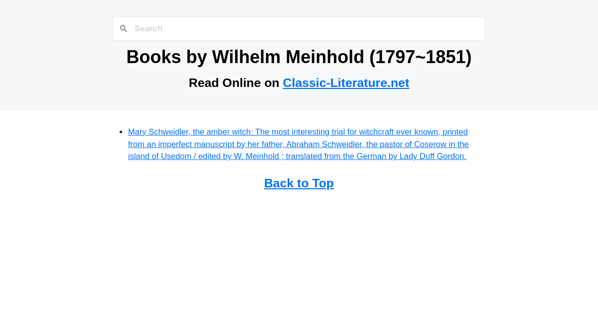 Books by Wilhelm Meinhold (1797~1851) - Read Online on Classic ...