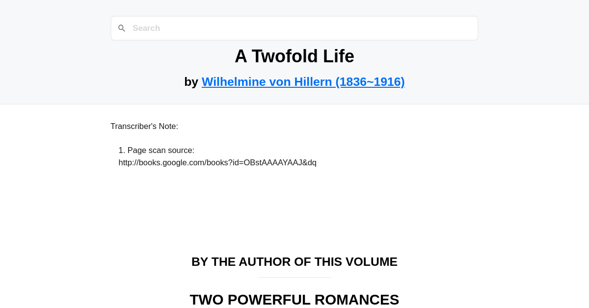 A Twofold Life by Wilhelmine von Hillern (1836~1916)