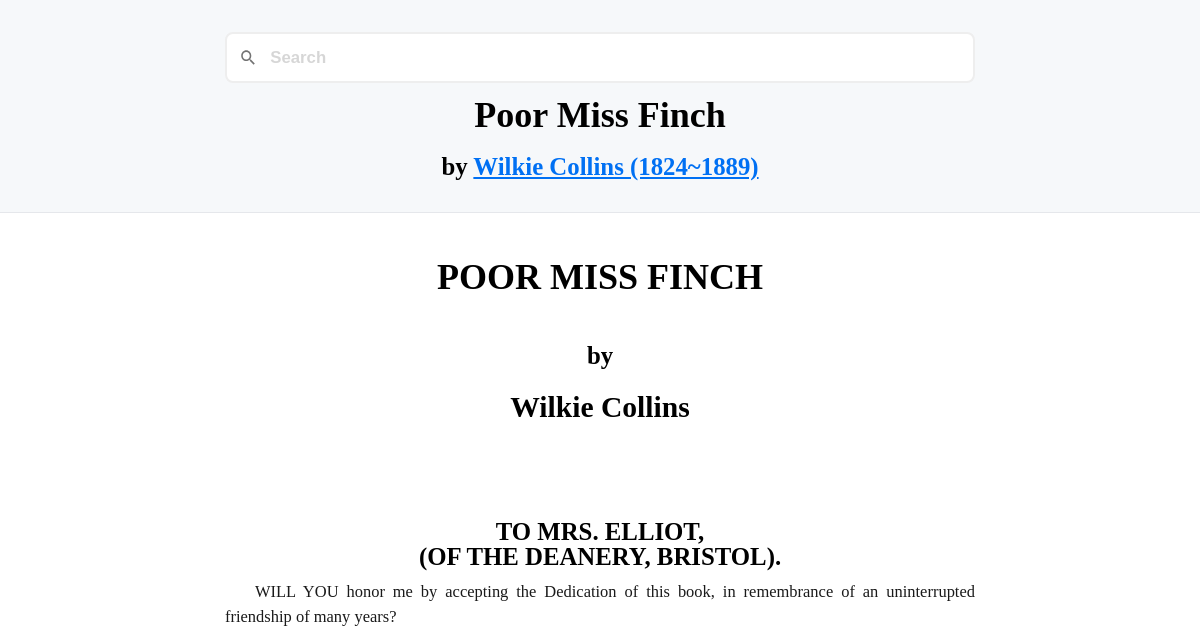 Poor Miss Finch by Wilkie Collins (1824~1889)