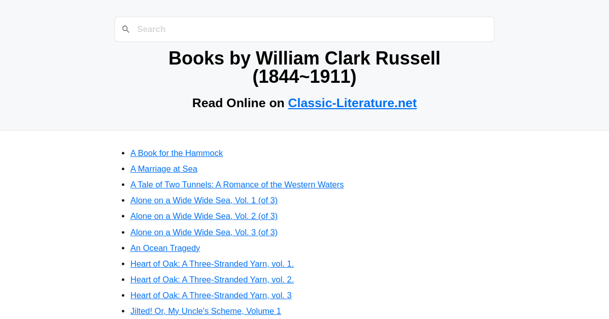 Books by William Clark Russell (1844-1911) - Read Online on Classic ...