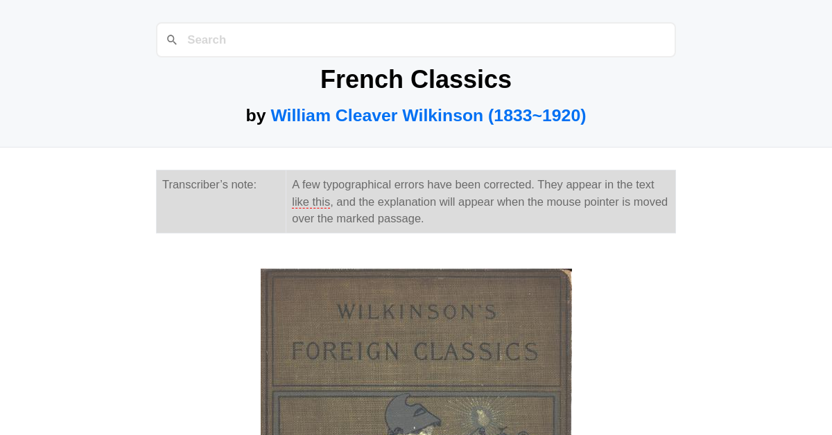 French Classics by William Cleaver Wilkinson (1833~1920)