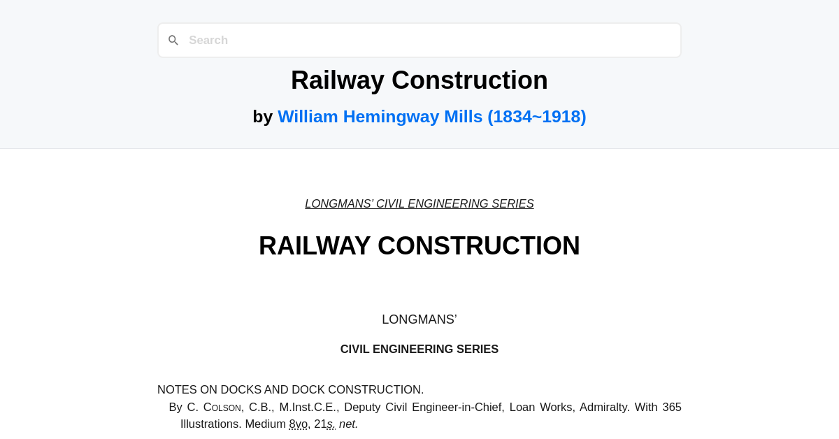 Railway Construction by William Hemingway Mills (1834-1918)