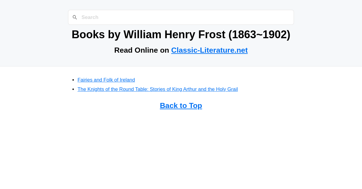 Books by William Henry Frost (1863~1902) - Read Online on Classic ...