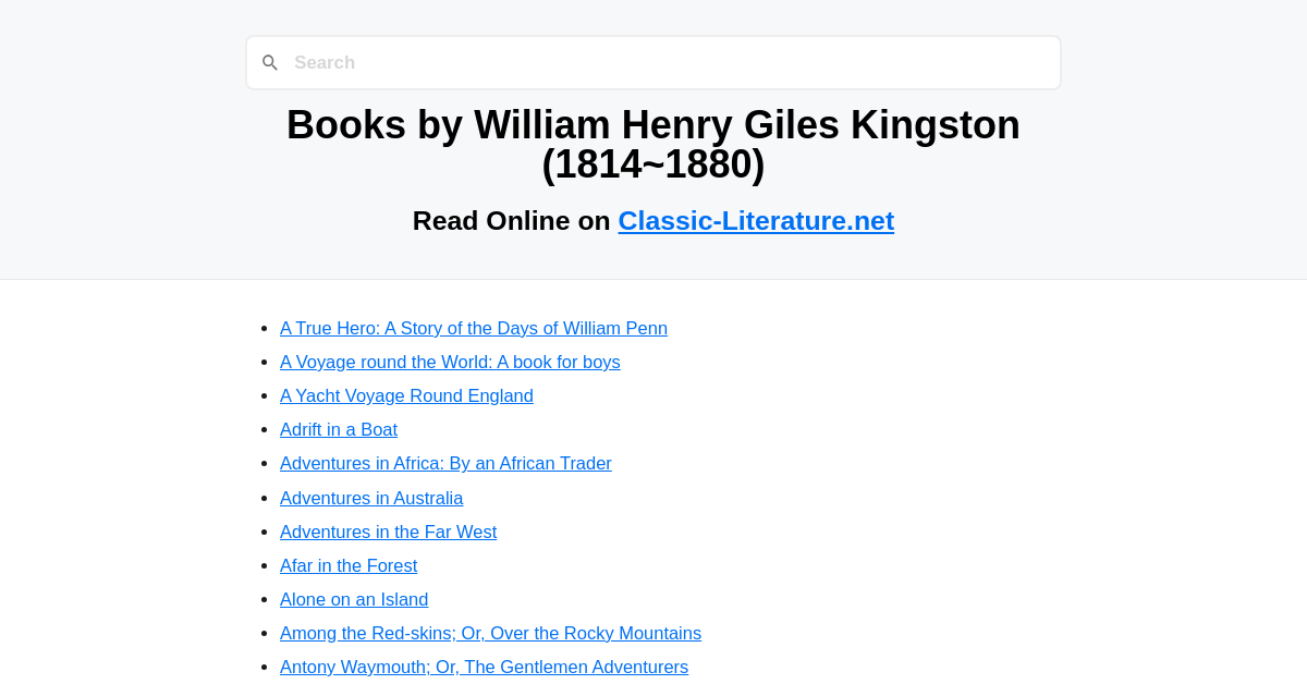 Books by William Henry Giles Kingston (1814~1880) - Read Online on ...