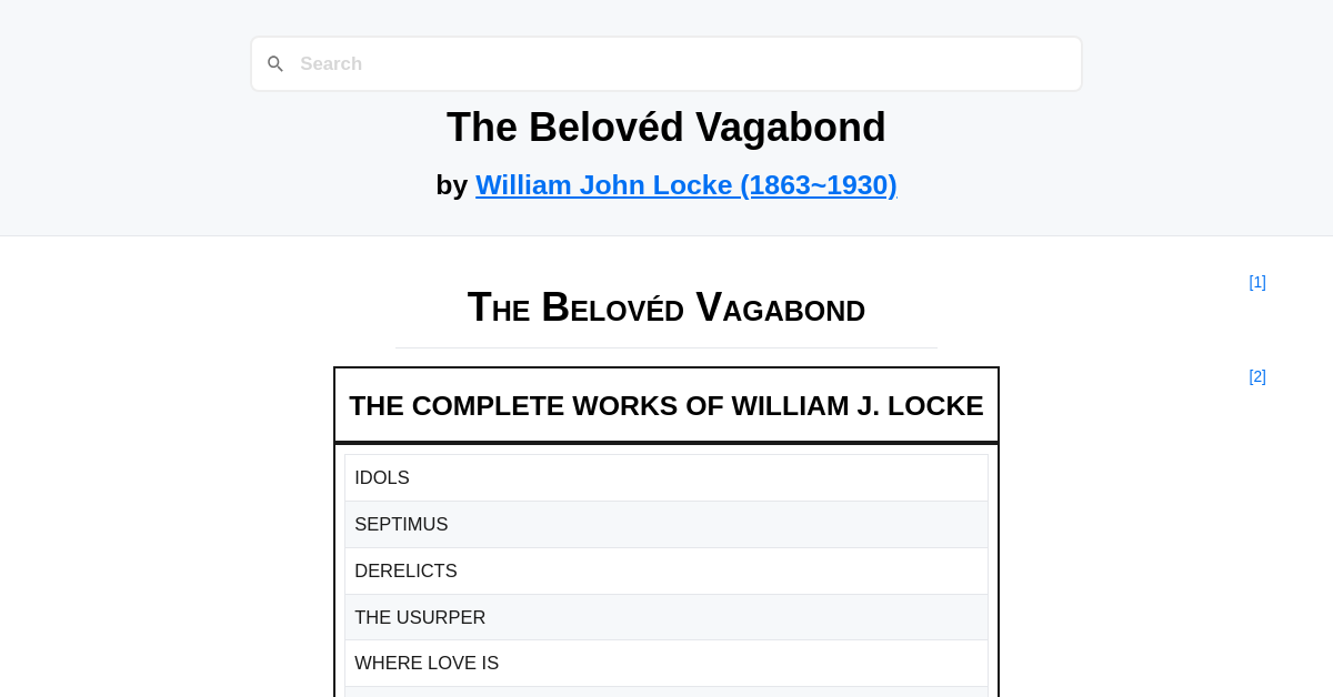 The Belovéd Vagabond by William John Locke (1863~1930)