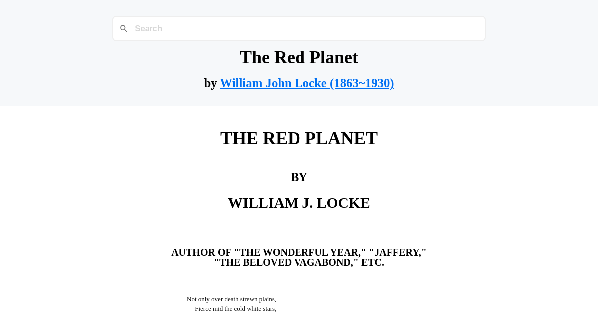 The Red Planet by William John Locke (1863~1930)