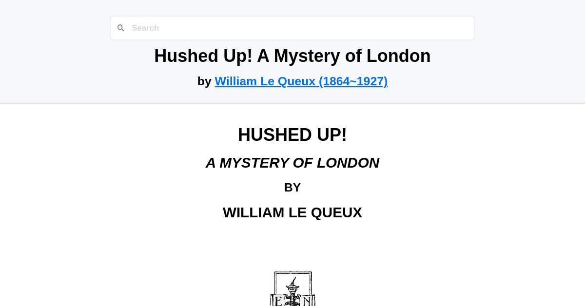 Hushed Up! A Mystery of London